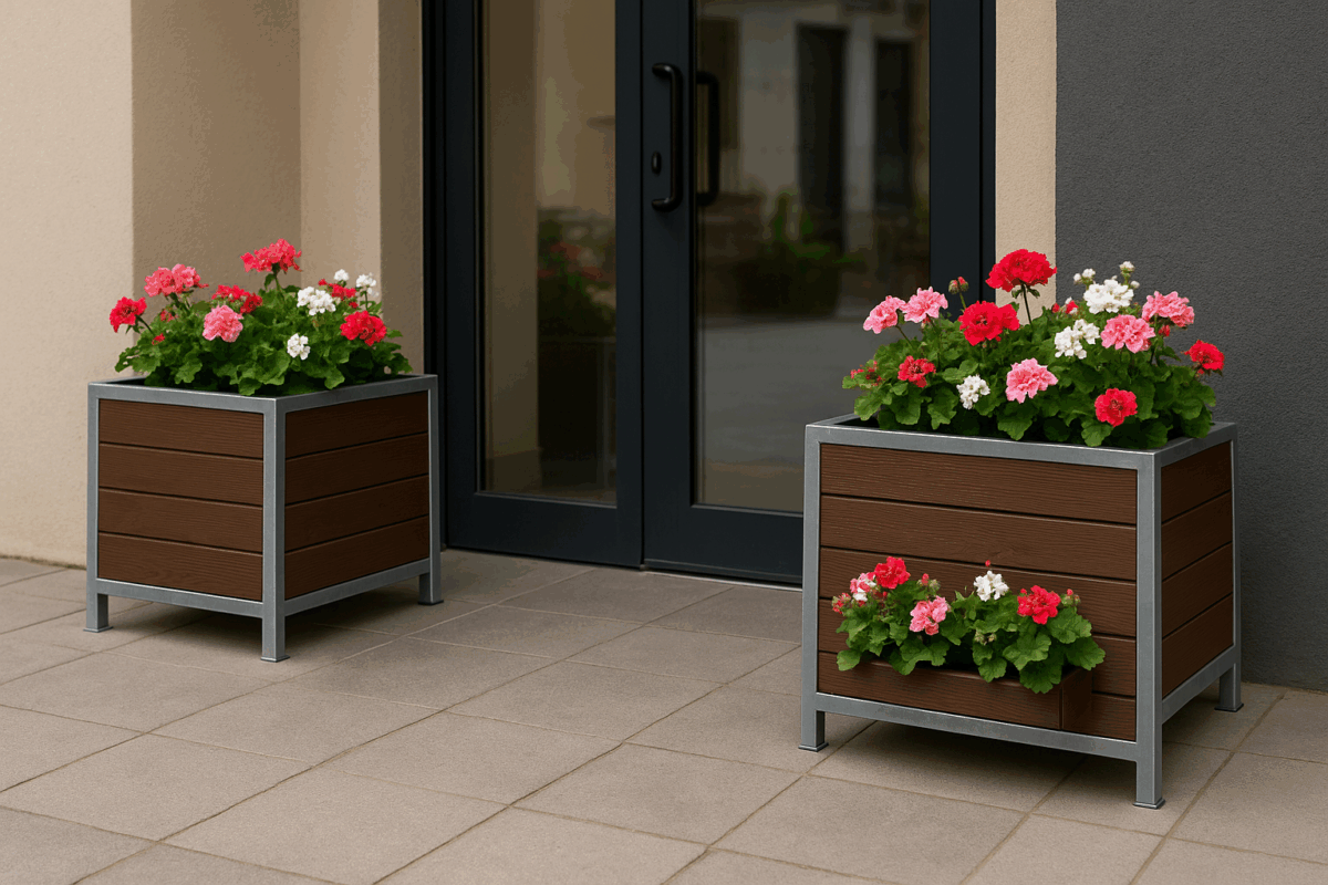 🌿 Μεταλλική ζαρντινιέρα με επένδυση WPC 200X300X500 | Kottakis